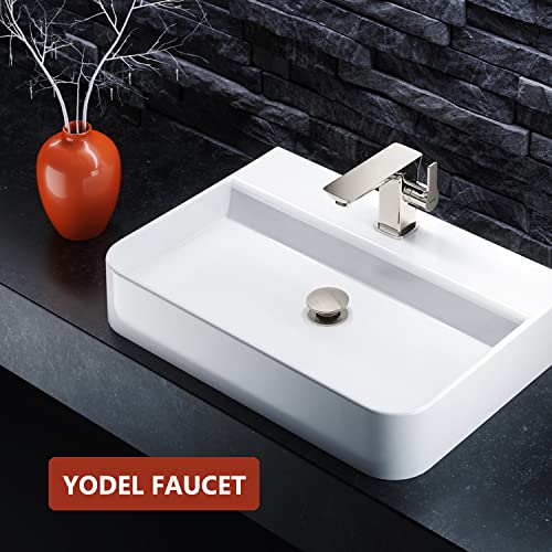 Yodel Faucet Bathroom Sink Drain Stopper Pop up Drain Without Overflow for Vessel Sink Lavatory Vanity,Brushed Nickel