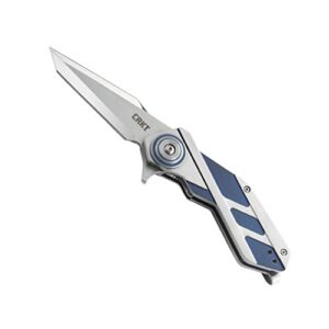 crkt deviation folding pocket knife: distinctive, futuristic design, dual blade finish, tanto point, ikbs ball bearing pivot, liner lock, two tone handle, reversible pocket clip 2392