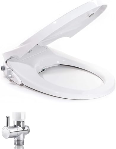 GenieBidet [ELONGATED] Bidet Attachment for Toilet Seat | Fits Your Current Toilet Seat - No Wiring & Easy Install | Self Cleaning Dual Nozzles, Rear & Feminine Cleaning | Travel Bidet Gift Included