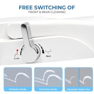 GenieBidet [ELONGATED] Bidet Attachment for Toilet Seat | Fits Your Current Toilet Seat - No Wiring & Easy Install | Self Cleaning Dual Nozzles, Rear & Feminine Cleaning | Travel Bidet Gift Included