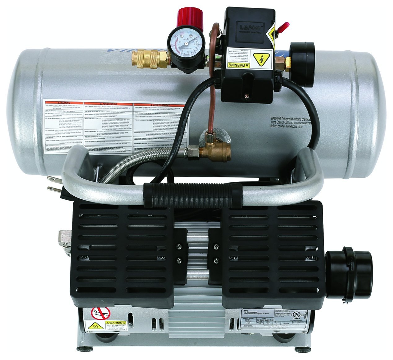 California Air Tools 2010A Ultra Quiet and Oil-Free 1.0 HP 2.0-Gallon Aluminum Tank Air Compressor,Silver