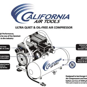 California Air Tools 2010A Ultra Quiet and Oil-Free 1.0 HP 2.0-Gallon Aluminum Tank Air Compressor,Silver