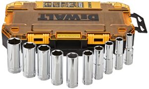 dewalt drive socket set, sae, 1/2-inch drive, 10-piece (dwmt73814)