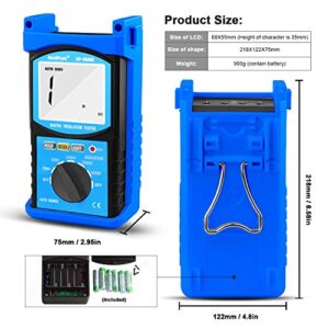 HOLDPEAK Digital Insulation Resistance Tester HP-6688B 100V/250V/500V/1000V/2500V/5000V Voltage Test, 200G Ohms Megohmmeter 2000 Counts Backlight, Auto Ranging, Data Hold (Battery Included)