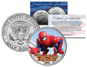 spider-man balloon 2002 thanksgiving parade colorized kennedy half dollar