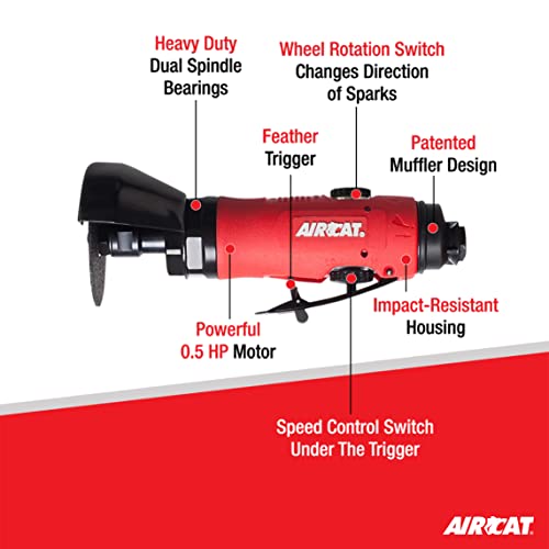 AIRCAT Pneumatic Tools 6520: .5 HP 3-Inch Composite Reversible Cut-off Tool 18,000 RPM Free Speed