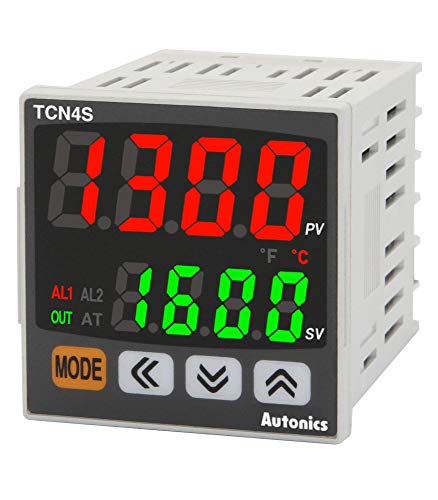 TCN4S-24R, Temp Control, 1/16 DIN, Dual Display 4 Digit, PID Control, Relay & SSR Output, 2 Alarm Output, 100-240 VAC