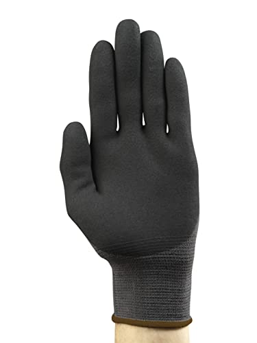 HYFLEX 11-840 Ergonomic Abrasion-Resistant Nylon Spandex Nitrile Coated Industrial Gloves for Automotive, Fabrication - Med (8) Grey (1 Pair)