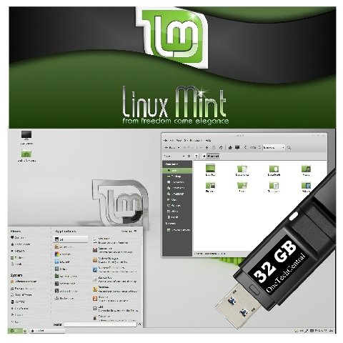 Linux Mint 17.1 Cinnamon KDE Mate Xfce 32-Bit 64-Bit Editions on 32GB USB Flash Drive - Complete Replacement for Microsoft Windows OS - Plus Bonus Software Hiren's BootCD 15.2 Included