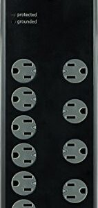 GE Surge Protector with 10 Outlets and 2 USB Ports, Twist-to-Lock, Black, 13476