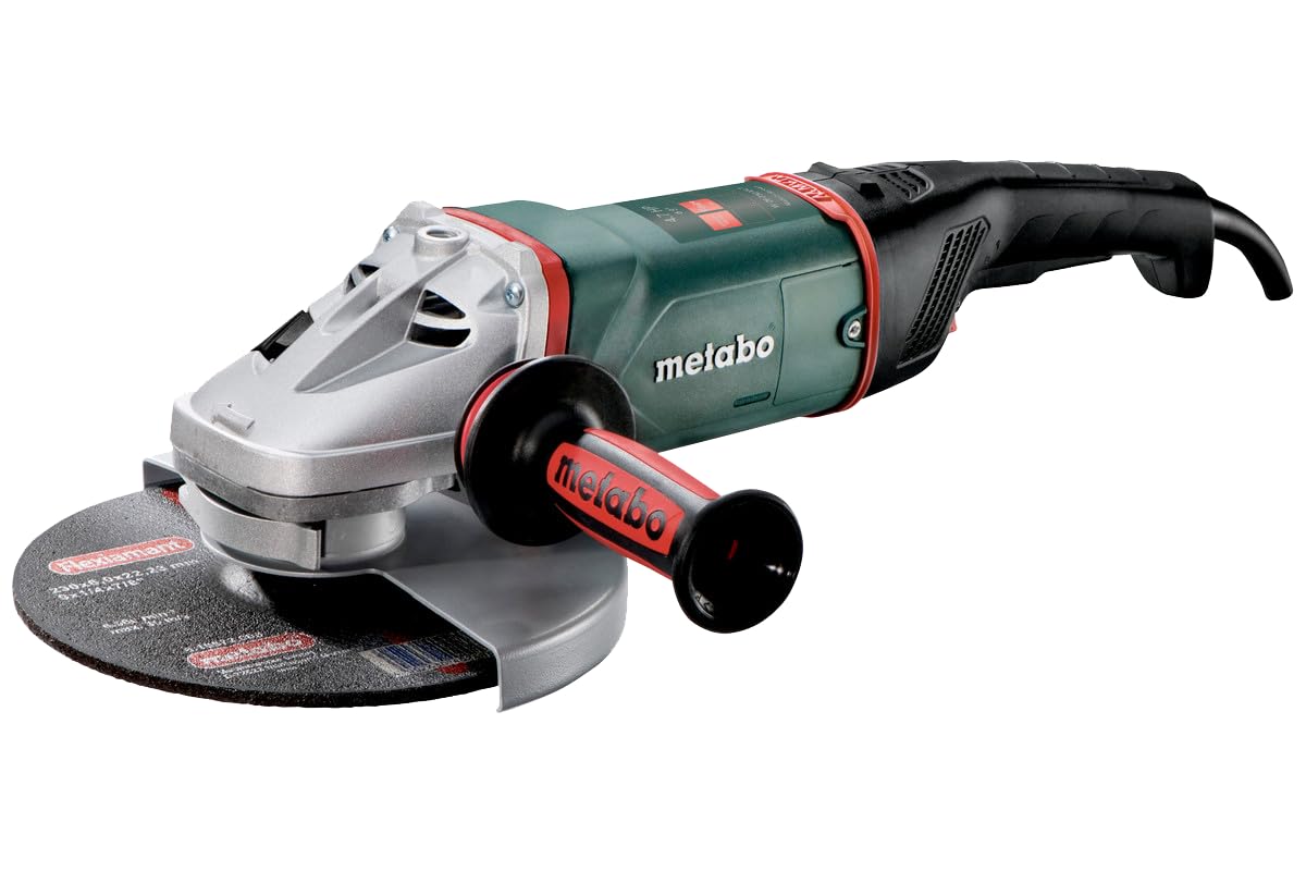 Metabo - 9" Angle Grinder - 6, 600 Rpm - 15.0 Amp W/Lock-On Trigger (606467420 24-230 MVT), Professional Angle Grinders, Black