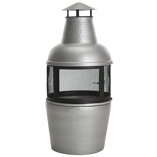 Safavieh Outdoor Collection Cartagena, Silver and Black Chiminea,