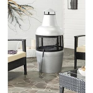 Safavieh Outdoor Collection Cartagena, Silver and Black Chiminea,