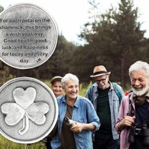 Pack of 3 - Shamrock 3 Three Leaf Clover Good Luck Pocket Token Charm Coin with Prayer for Health and Happiness, Catholic Coin St. Patrick's Day