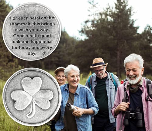 Pack of 3 - Shamrock 3 Three Leaf Clover Good Luck Pocket Token Charm Coin with Prayer for Health and Happiness, Catholic Coin St. Patrick's Day