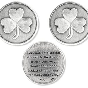 Pack of 3 - Shamrock 3 Three Leaf Clover Good Luck Pocket Token Charm Coin with Prayer for Health and Happiness, Catholic Coin St. Patrick's Day