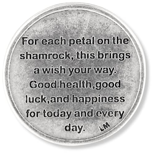 Pack of 3 - Shamrock 3 Three Leaf Clover Good Luck Pocket Token Charm Coin with Prayer for Health and Happiness, Catholic Coin St. Patrick's Day