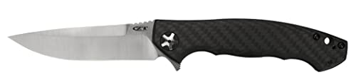 Zero Tolerance 0452CF; Pocket Knife with 4.1” Dual-Finished S35VN Steel Blade, Carbon Fiber Front and Titanium Back Handle Scales, KVT Ball-Bearing Opening, Frame Lock, Deep-Carry Pocketclip; 4.6 OZ.,Large