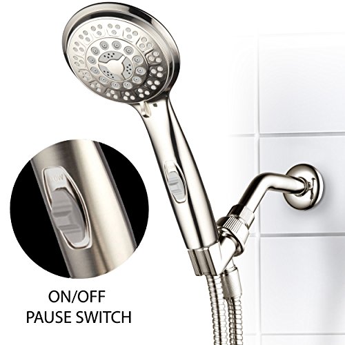 HotelSpa 9-Setting Luxury Brushed Nickel Hand Shower with Patented On/Off Pause Switch