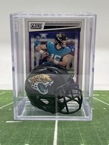 jacksonville jaguars nfl helmet shadowbox w/trevor lawrence card