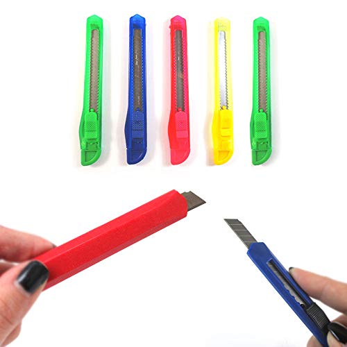 10 Knife Utility Box Cutter Plastic Retractable Lock Razor Sharp Blade Tool Sets