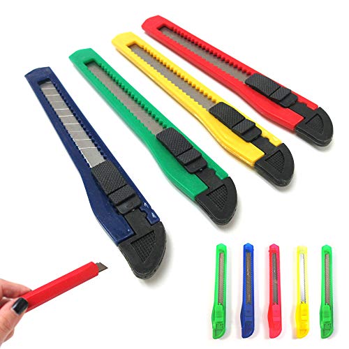 10 Knife Utility Box Cutter Plastic Retractable Lock Razor Sharp Blade Tool Sets