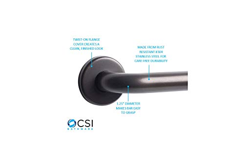 CSI Bathware BAR-SB24-TW-125-OB Straight Grab Bar, 24-inch, Oil Rubbed Bronze