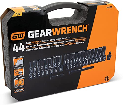 GEARWRENCH 44 Pc. 3/8" Drive 6 Point Standard & Deep Impact SAE/Metric Socket Set - 84916N