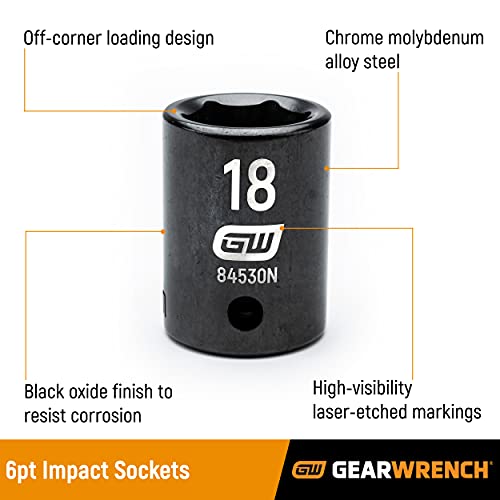 GEARWRENCH 44 Pc. 3/8" Drive 6 Point Standard & Deep Impact SAE/Metric Socket Set - 84916N