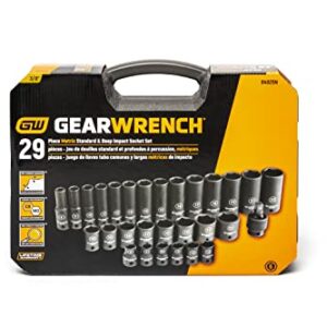 GEARWRENCH 29 Pc. 3/8" Drive 6 Pt. Impact Socket Set, Standard & Deep, Metric - 84925N