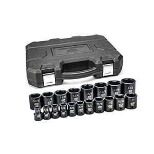 gearwrench 19 pc. 1/2" drive 6 pt. standard impact socket set, sae - 84932n