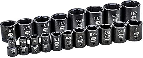 GEARWRENCH 19 Pc. 1/2" Drive 6 Pt. Standard Impact Socket Set, SAE - 84932N