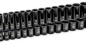 GEARWRENCH 39 Piece 1/2inch Drive 6 Point Impact Socket Set, Standard & Deep, Metric - 84948N