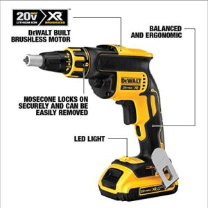 DEWALT 20V MAX* XR Drywall Screw Gun Kit, Brushless (DCF620D2)