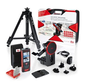 leica disto s910 pro pack 984ft range laser distance measurer pro kit, point to point measuring, hard case, tri70 tripod, fta360s adapter, red/black