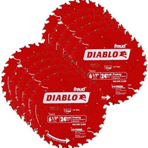 10 Pack Freud D0624A Diablo 6-1/2" x 24-Tooth Framing Circular Saw Blade with 5/8" Arbor (Bulk Single Blade)