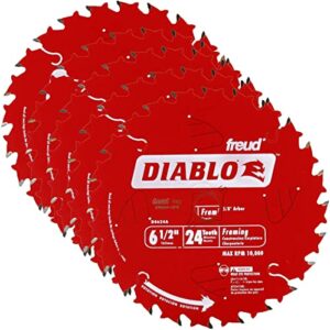 10 Pack Freud D0624A Diablo 6-1/2" x 24-Tooth Framing Circular Saw Blade with 5/8" Arbor (Bulk Single Blade)