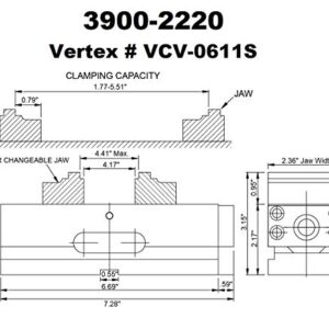 VERTEX 3900-2220 Self-Centering CNC Vise, 2"