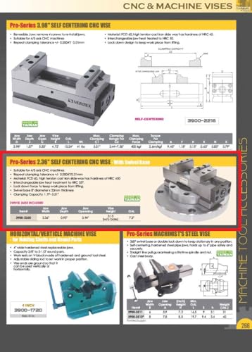 VERTEX 3900-2220 Self-Centering CNC Vise, 2"