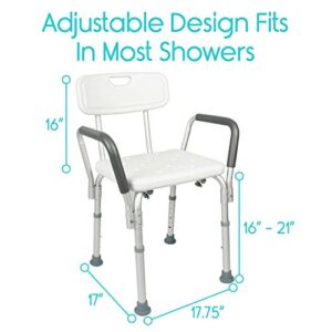 Vive Shower Chair with Arms & Back - Small, Narrow, Medical, Universal Bath Tub Transfer Bench - Safe Adjustable Handicap Stool for Inside Bathtub, Bathroom - Rotating Safety Sliding