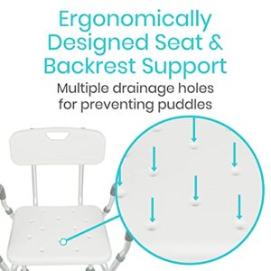 Vive Shower Chair with Arms & Back - Small, Narrow, Medical, Universal Bath Tub Transfer Bench - Safe Adjustable Handicap Stool for Inside Bathtub, Bathroom - Rotating Safety Sliding