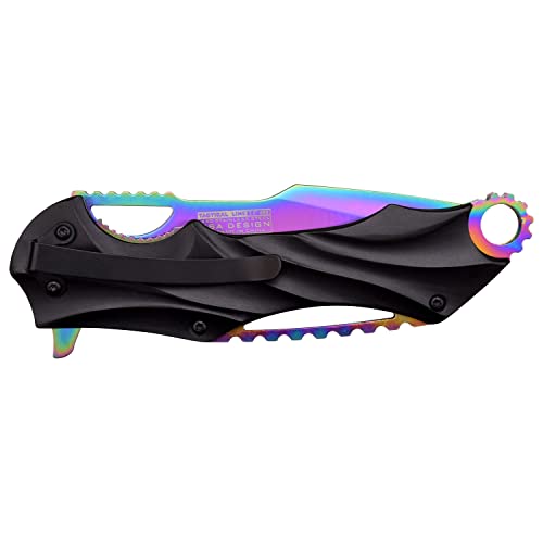 Tac Force Linerlock Assisted Opening Rainbow,Black