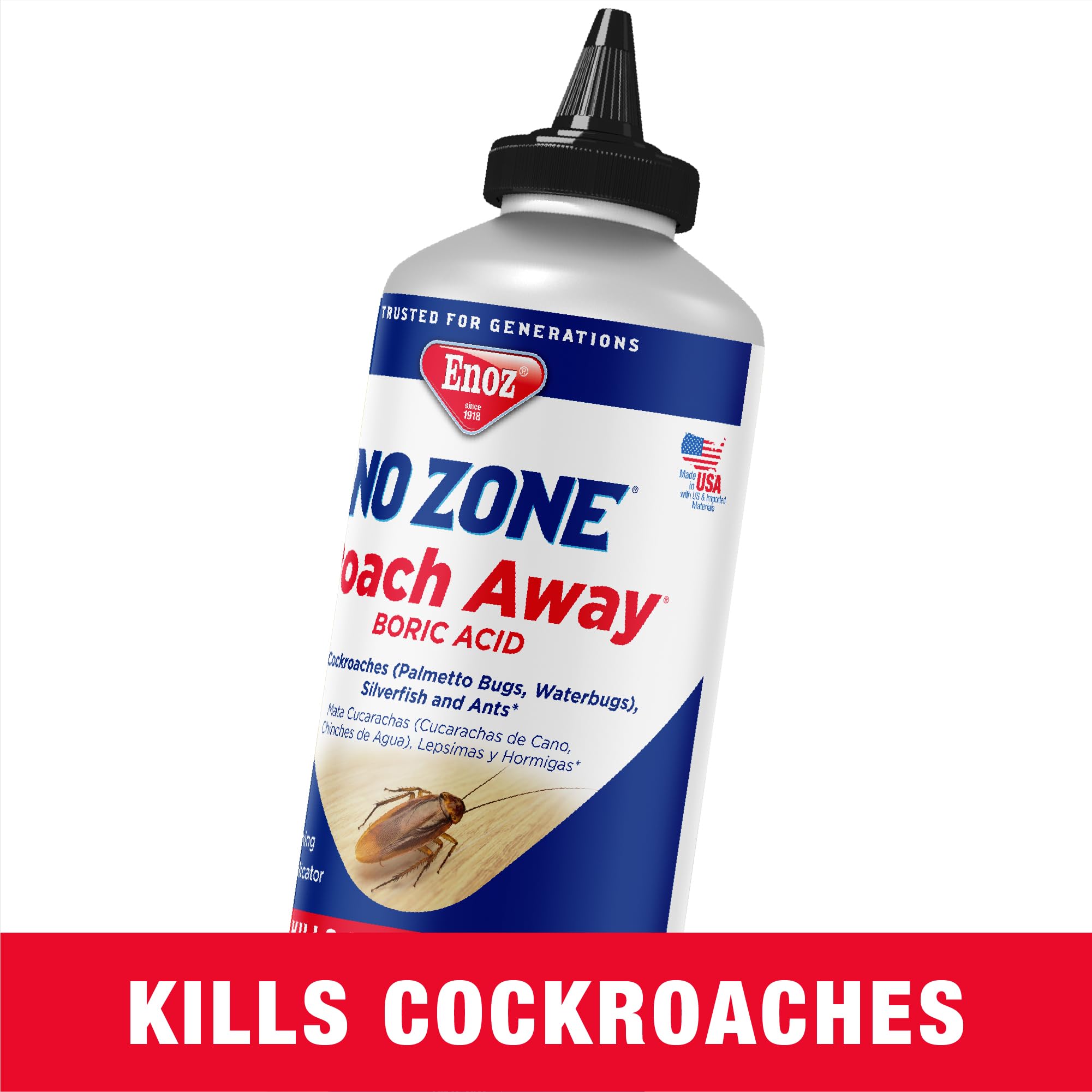 Enoz No Zone Roach Away Boric Acid Powder, Kills Cockroaches, Silverfish, and Ants (1475-20201)