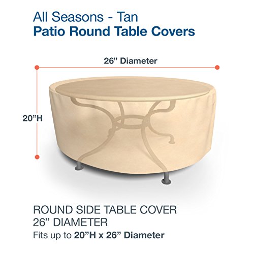 Budge P4A07SF1 All Seasons Round Patio Table Cover Lightweight, UV-Resistant, Extra Small, Tan