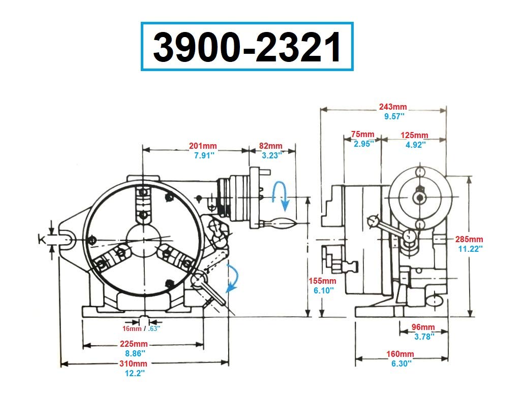 VERTEX 3900-2321 Super Rotary Indexing Fixture, 8"