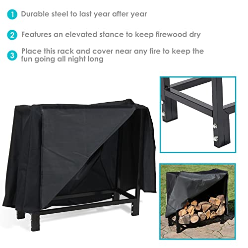 Sunnydaze Firewood Log Rack with Cover - Indoor or Outdoor Wood Storage - 30-Inch