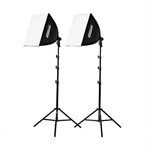 Fovitec 2-Light High-Power Fluorescent Studio Lighting Kit, 20"x20" Quick Setup Softboxes, 105W Bulbs & Light Stands for Portraits, Product Photos, Vlogging, Video Conferencing, & Live Streaming