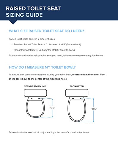 Drive Medical RTL12608 Hinged Toilet Seat Riser, Elongated Seat, White