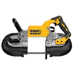 dewalt 20v max band saw, 5" cutting capacity, integrated hang hooks, portable, for deep cuts, bare tool only (dcs374b)