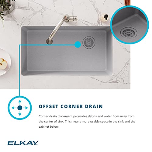 Elkay Quartz Classic ELGU13322WH0 White Single Bowl Undermount Sink